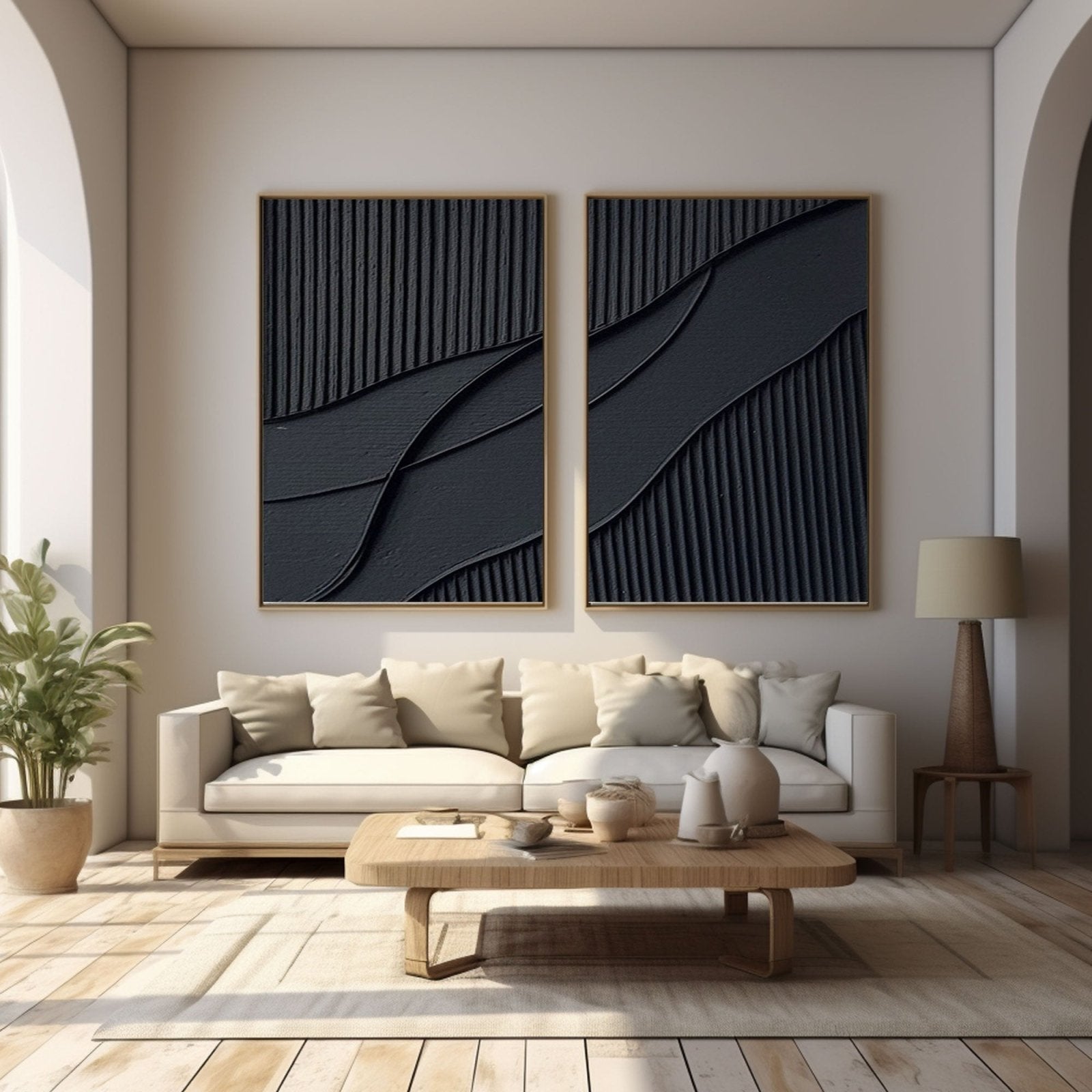 Neutral Tone Black Wall Art Collection Black Abstract Canvas Art