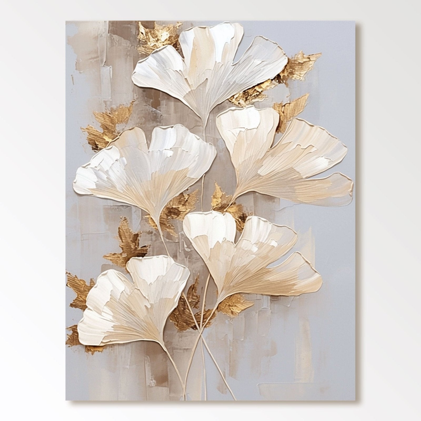 Vertical Gold Leaf Contemporary and Minimalist Art Painting On Canvas
