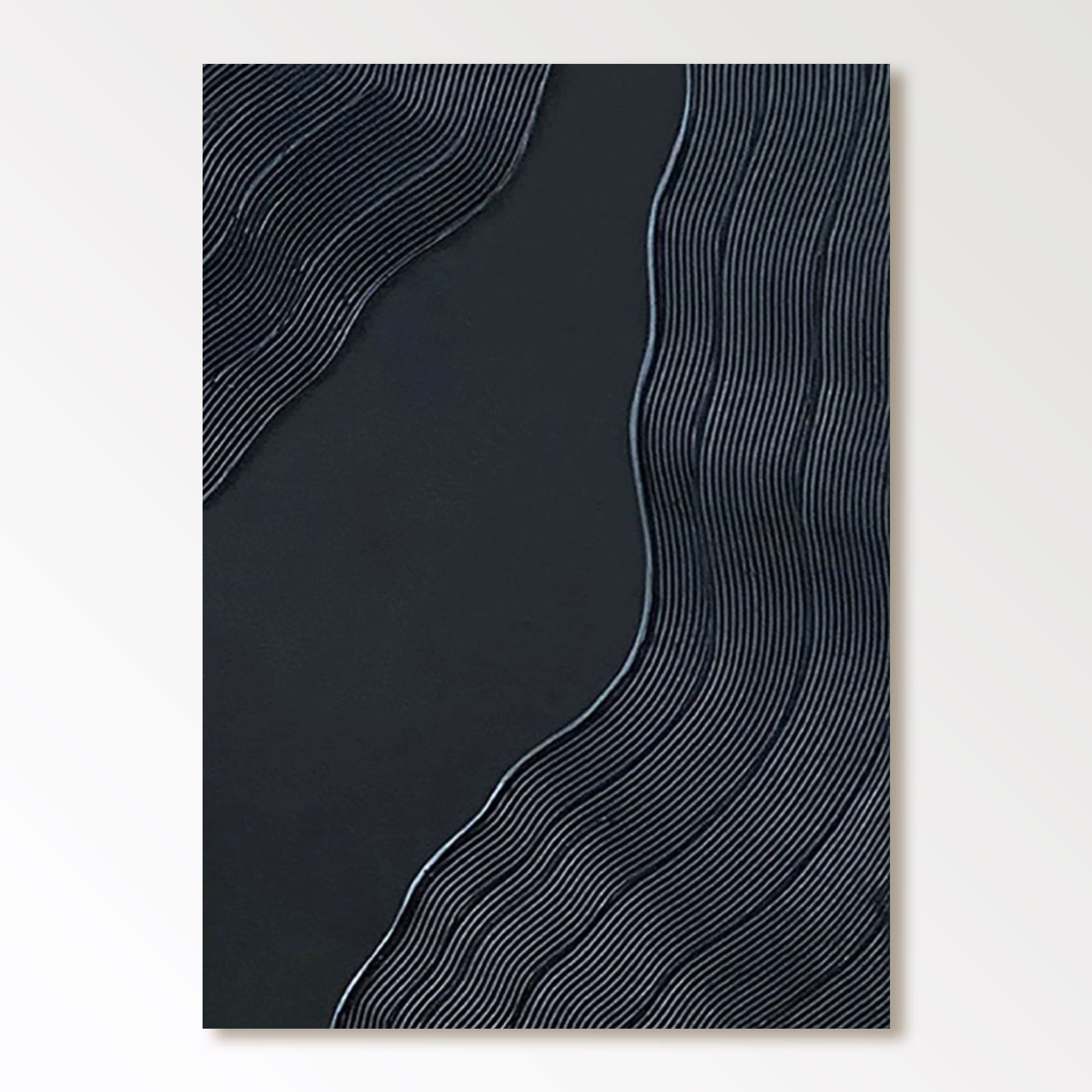 Black Minimalist Abstract Art Painting "Flow" – nukeart