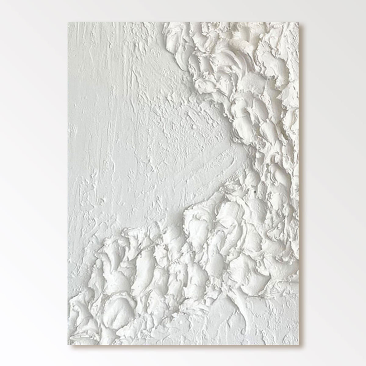 Large Minimalist White Thick Textured Abstract Painting on Canvas