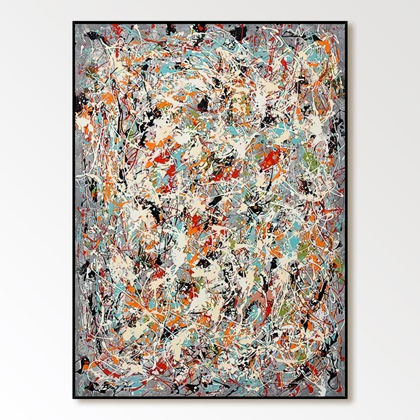 Jackson Pollock Style Large Vertical Abstract Colorful Modern Wall Art ...