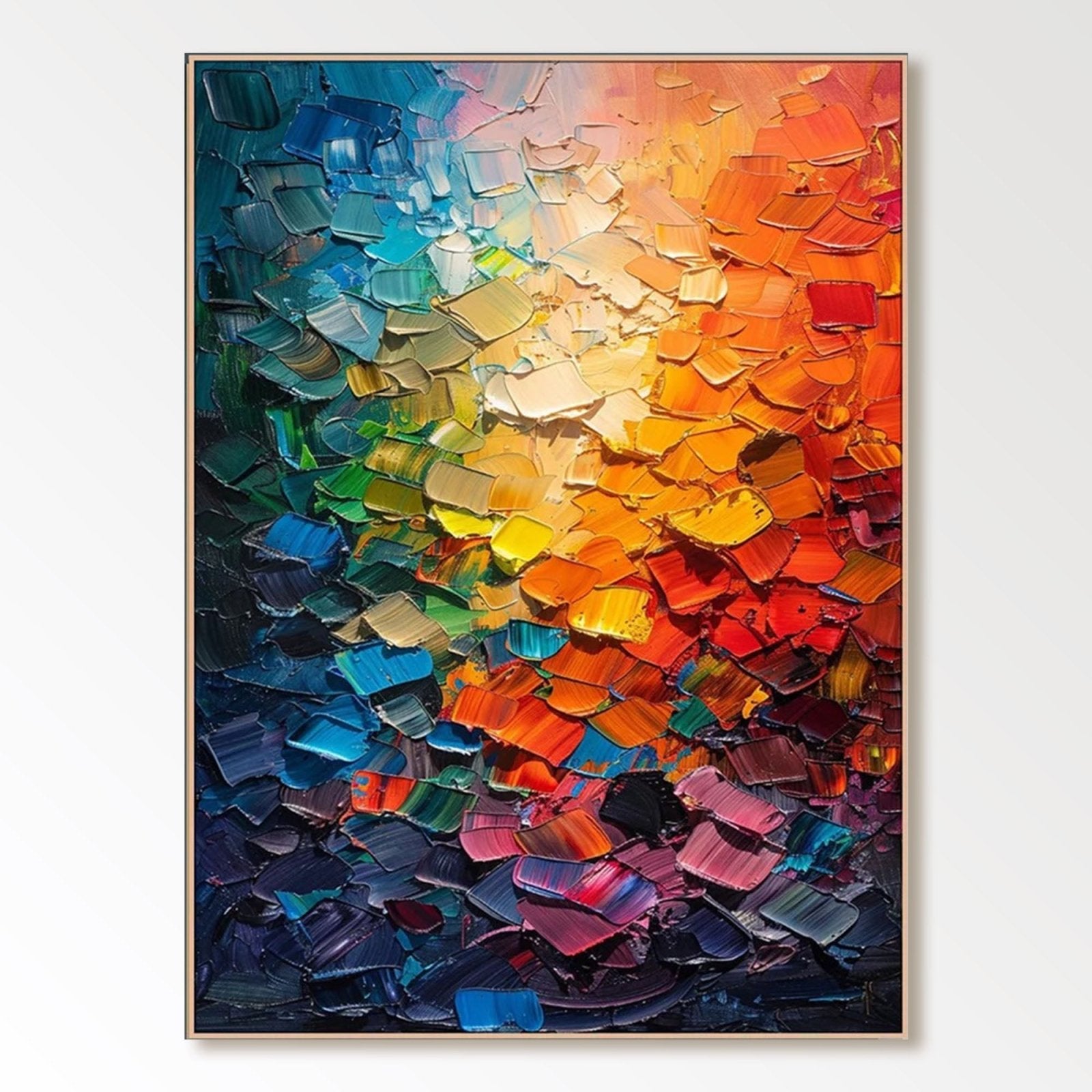 Vertical Colorful Abstract Minimalist Contemporary Hand-Painted Art