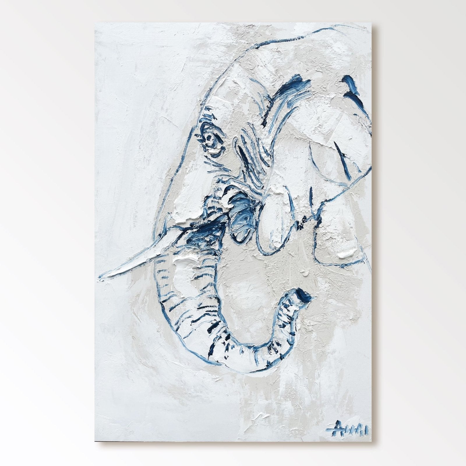 Large Vertical Animal Abstract Minimalist Hand-Painted Wall Art