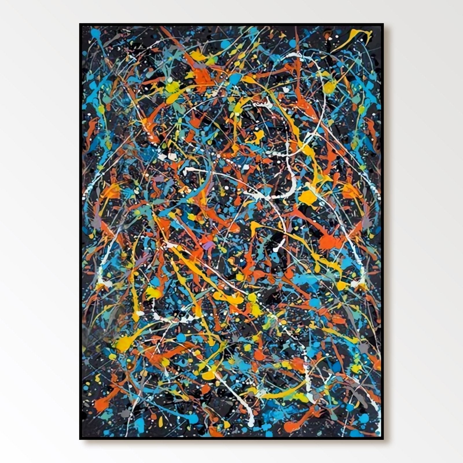 Jackson Pollock Style Large Vertical Abstract Colorful Modern Wall Art ...