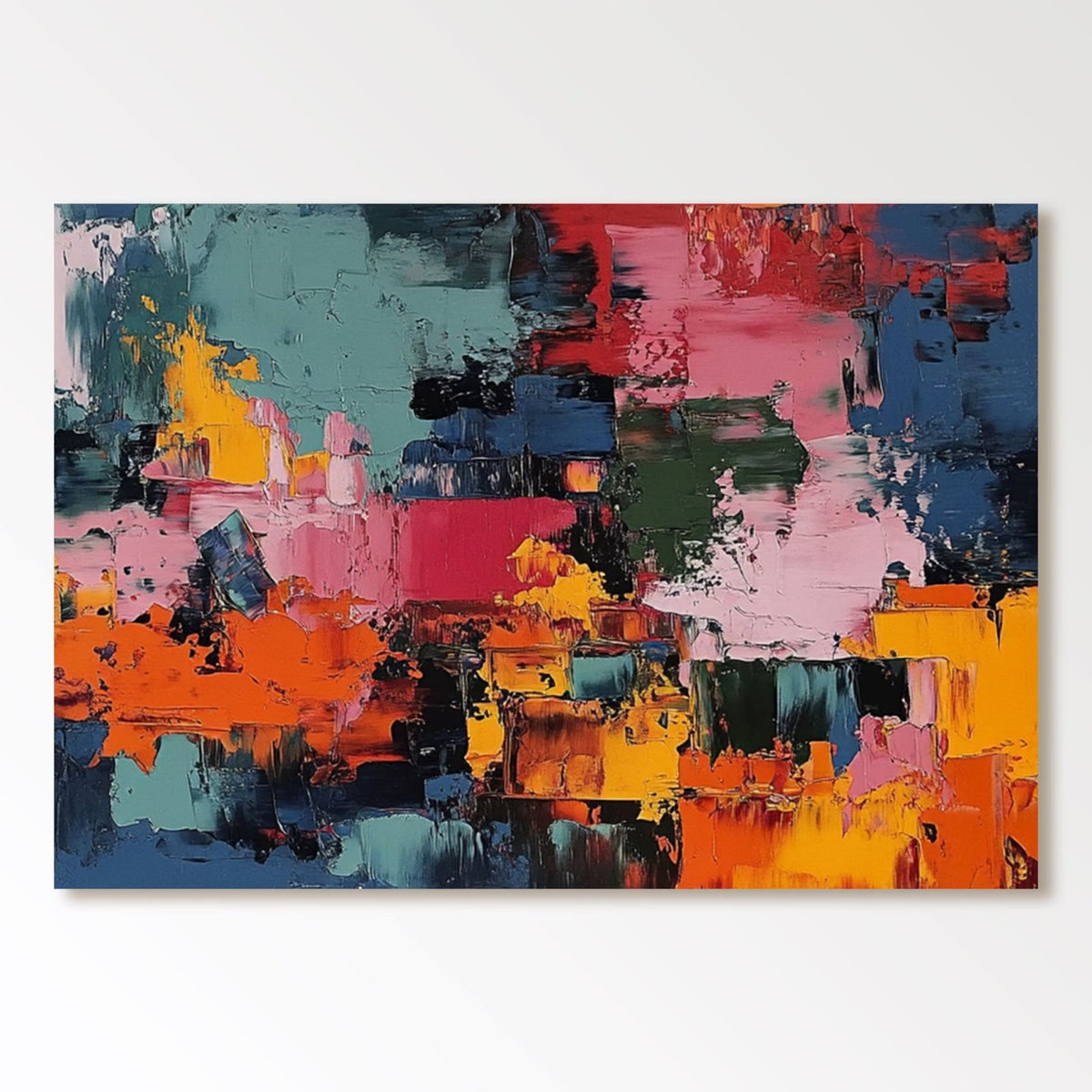 Large Horizontal Colorful Abstract Painting on Canvas Hand-Painted Wall ...