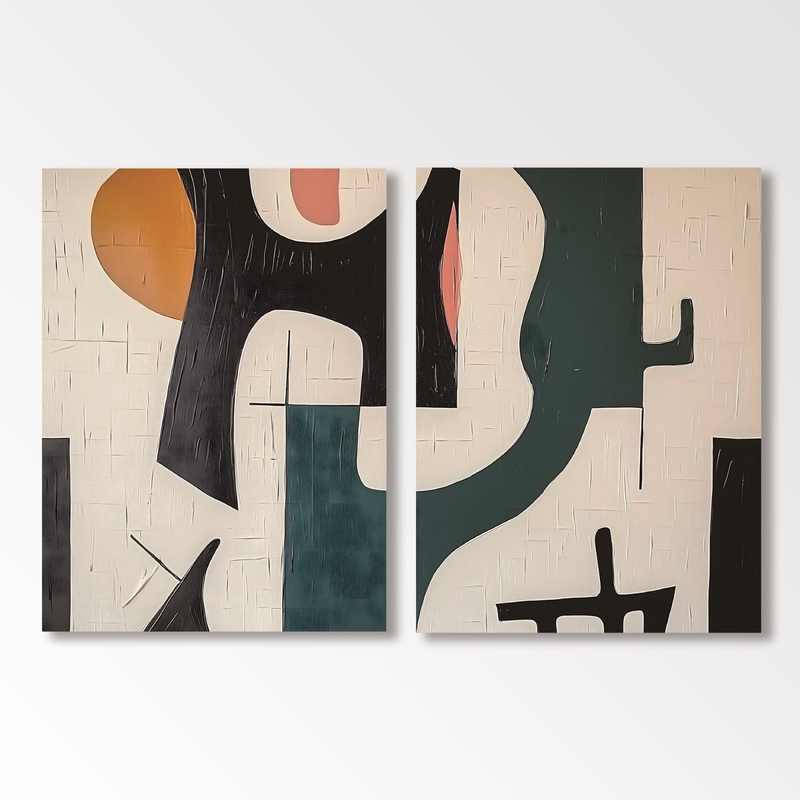 Large Abstract Painting Set Of 2 Modern Earthy Tone Wall Art Wabi Sabi