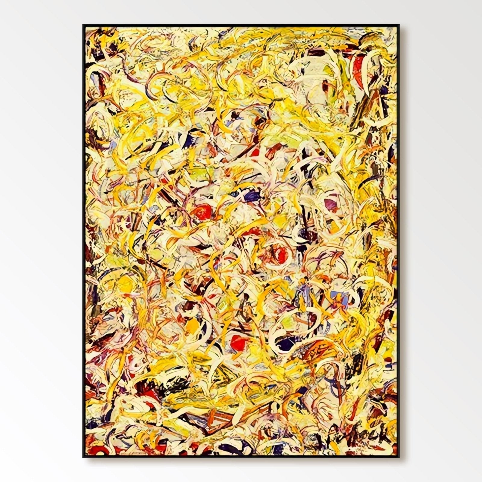 Jackson Pollock Style Large Yellow Vertical Abstract Modern Wall Art ...