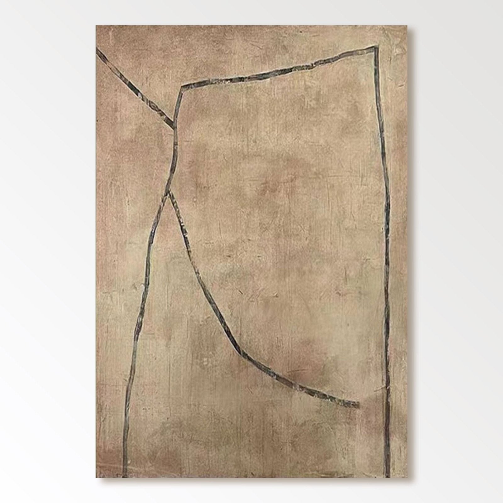 Large Wabi Sabi Abstract Beige Painting on Canvas