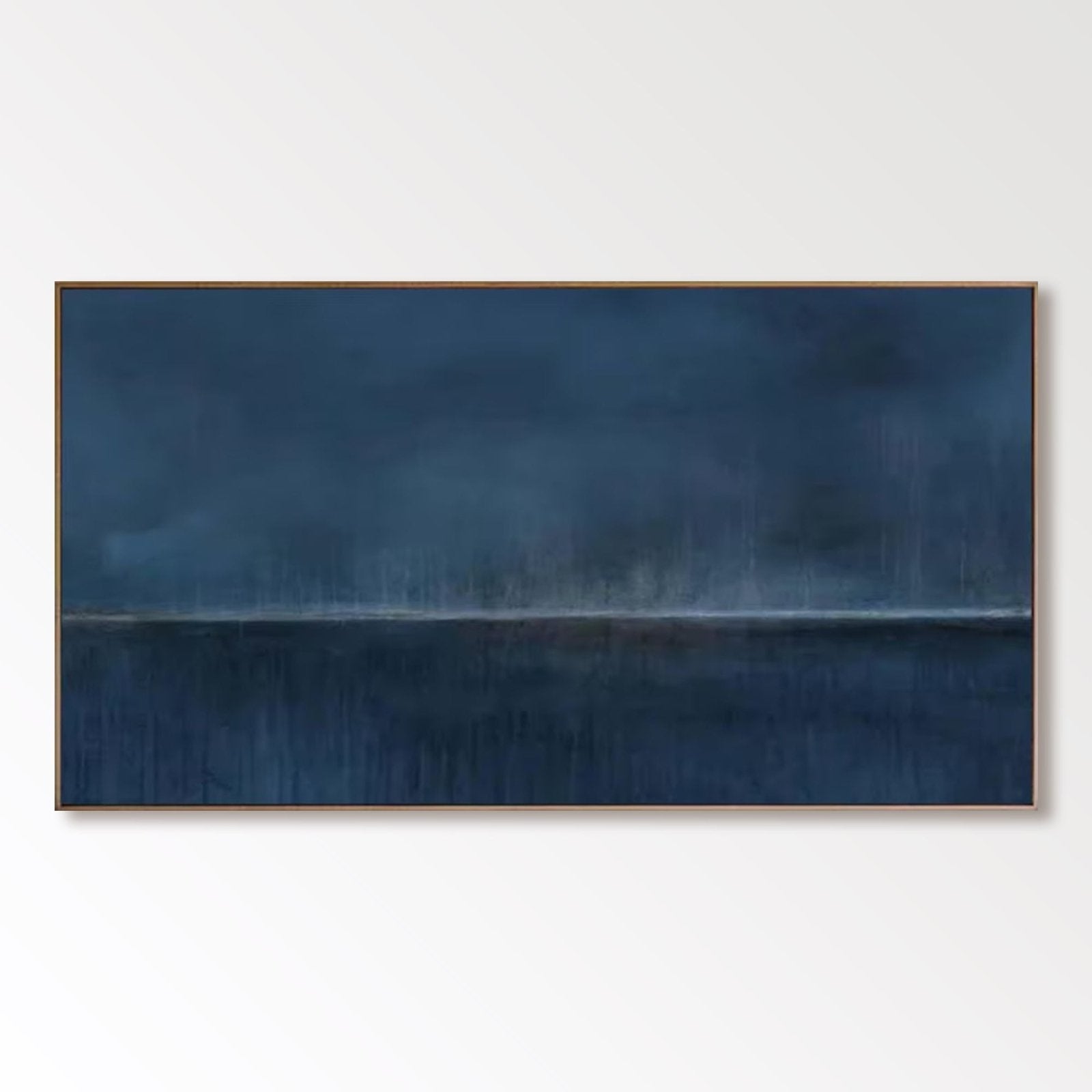 Large Blue Horizontal Abstract Minimalist Creative Wall Art on Canvas