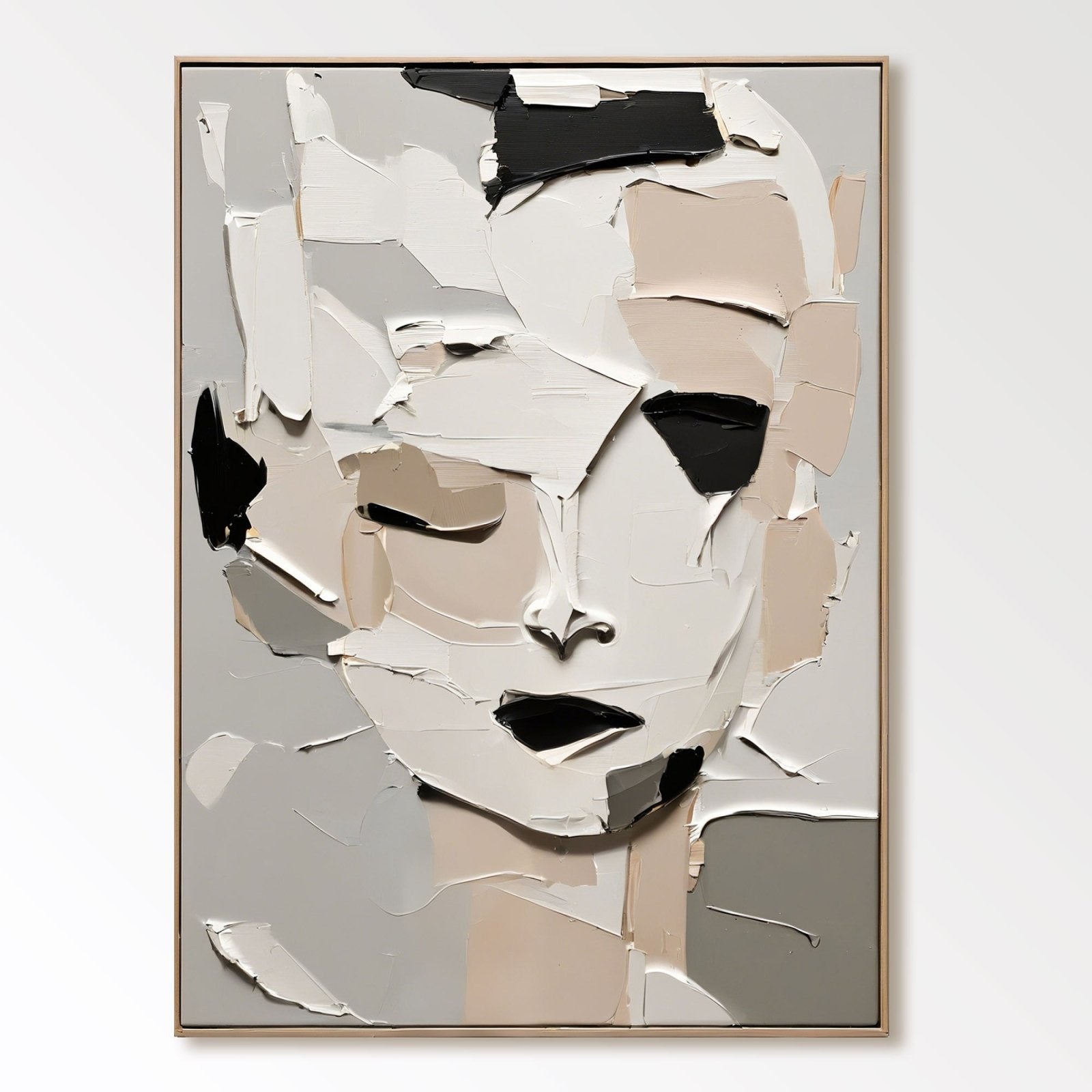 Vertical Grey People Abstract Minimalist Contemporary Wall Art