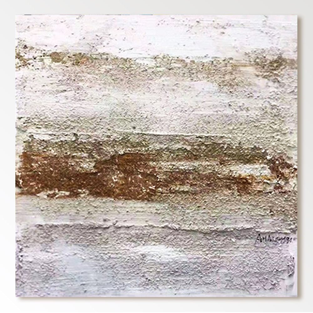 Large Neutral Earthy Tone Plaster Abstract Oil Painting Textured Modern ...