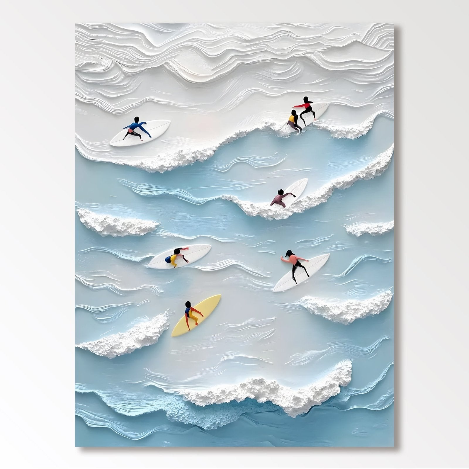 Ocean Surfing 3D Textured Plaster Wall Art Framed Large Canvas Art