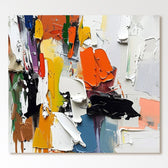 Large Colorful Abstract Plaster Texture Contemporary Wall Art on Canvas