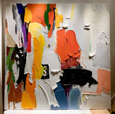 Large Colorful Abstract Plaster Texture Contemporary Wall Art on Canvas