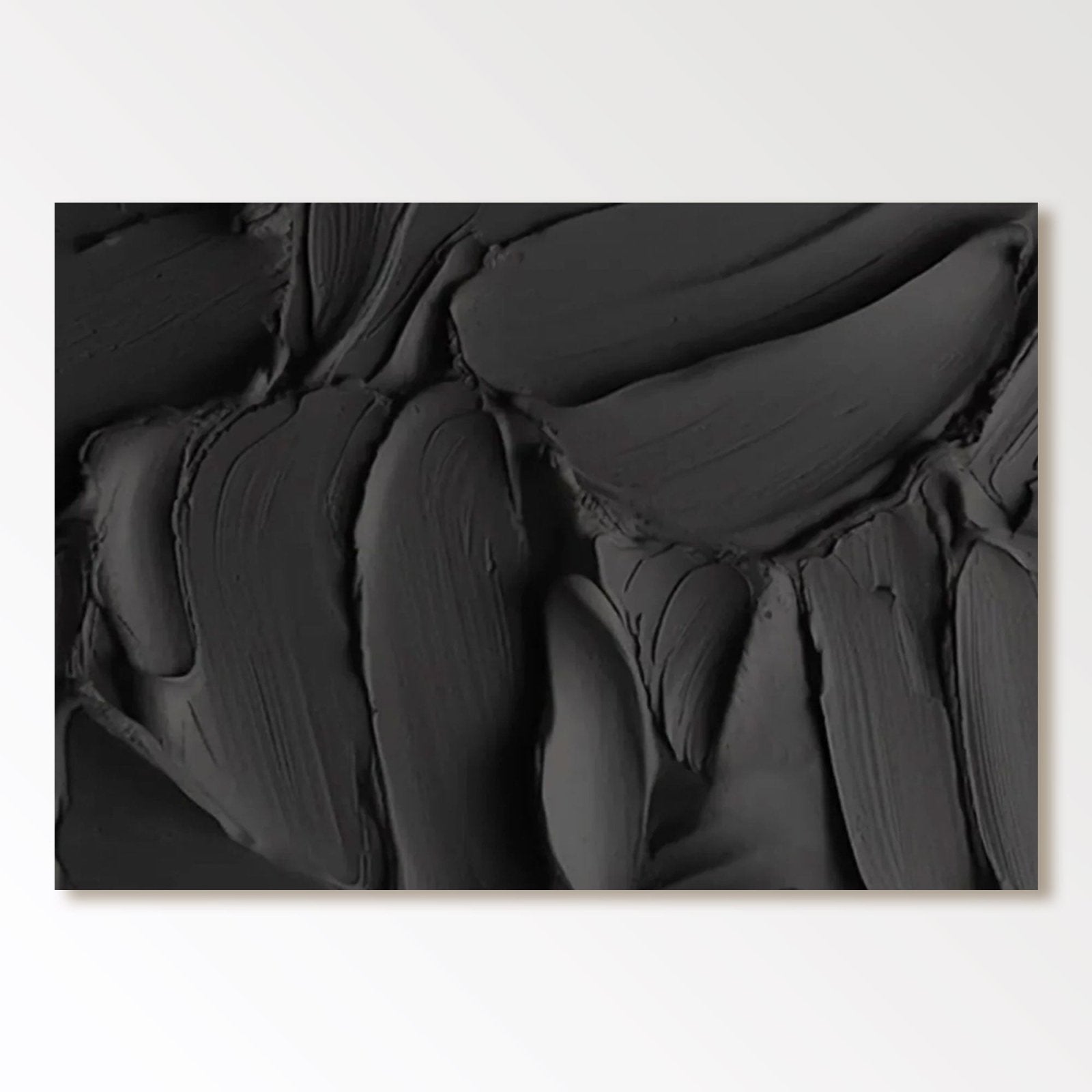 Large Black Textured Minimalist Acrylic Plaster Modern Painting on ...