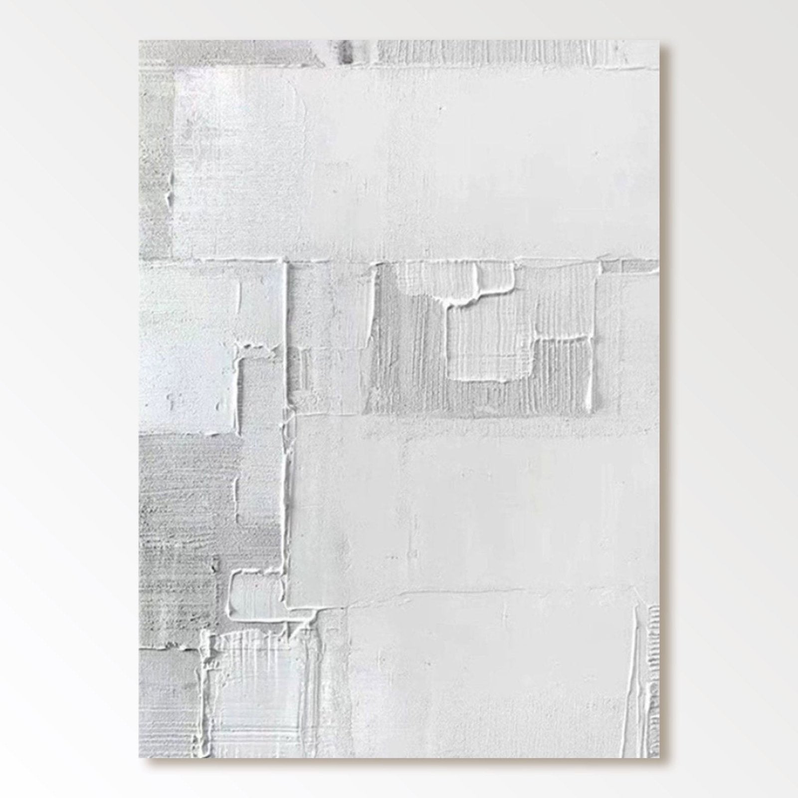 Minimalist White Wabi Sabi Style Textured Plaster Painting Modern Wall Art