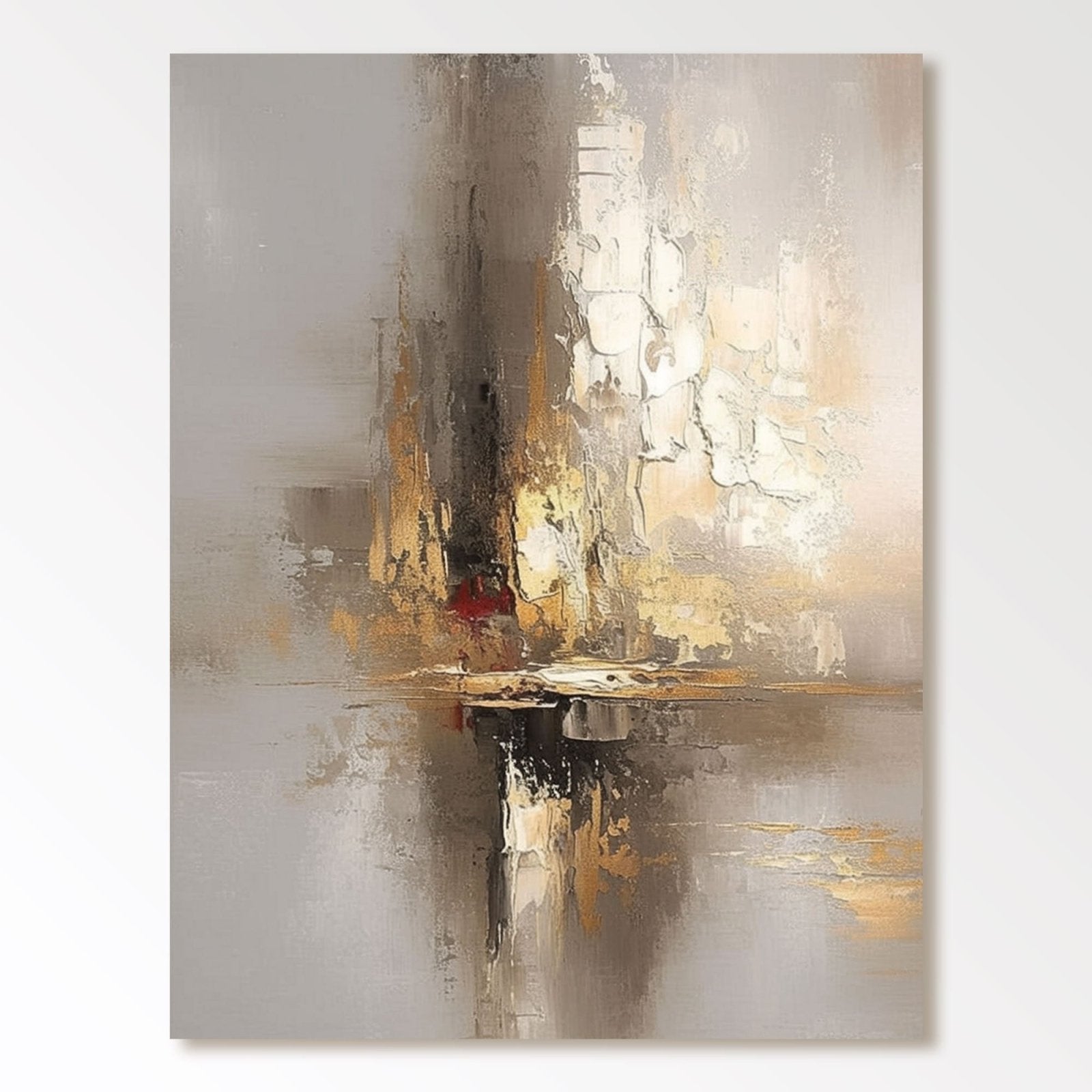 Vertical Large Neutral Abstract Textured Plaster Contemporary Wall Art