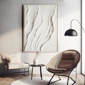 Large White Thick Textured Plaster Abstract Minimalist Painting