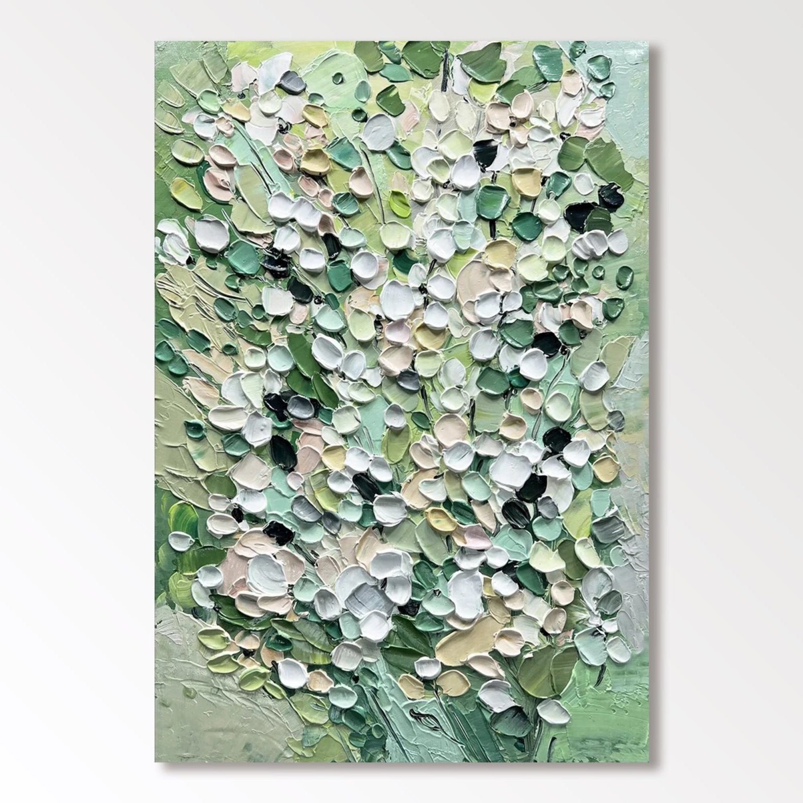 Vertical Abstract Vibrant Colorful Flowers Thick Textured Plaster Oil ...