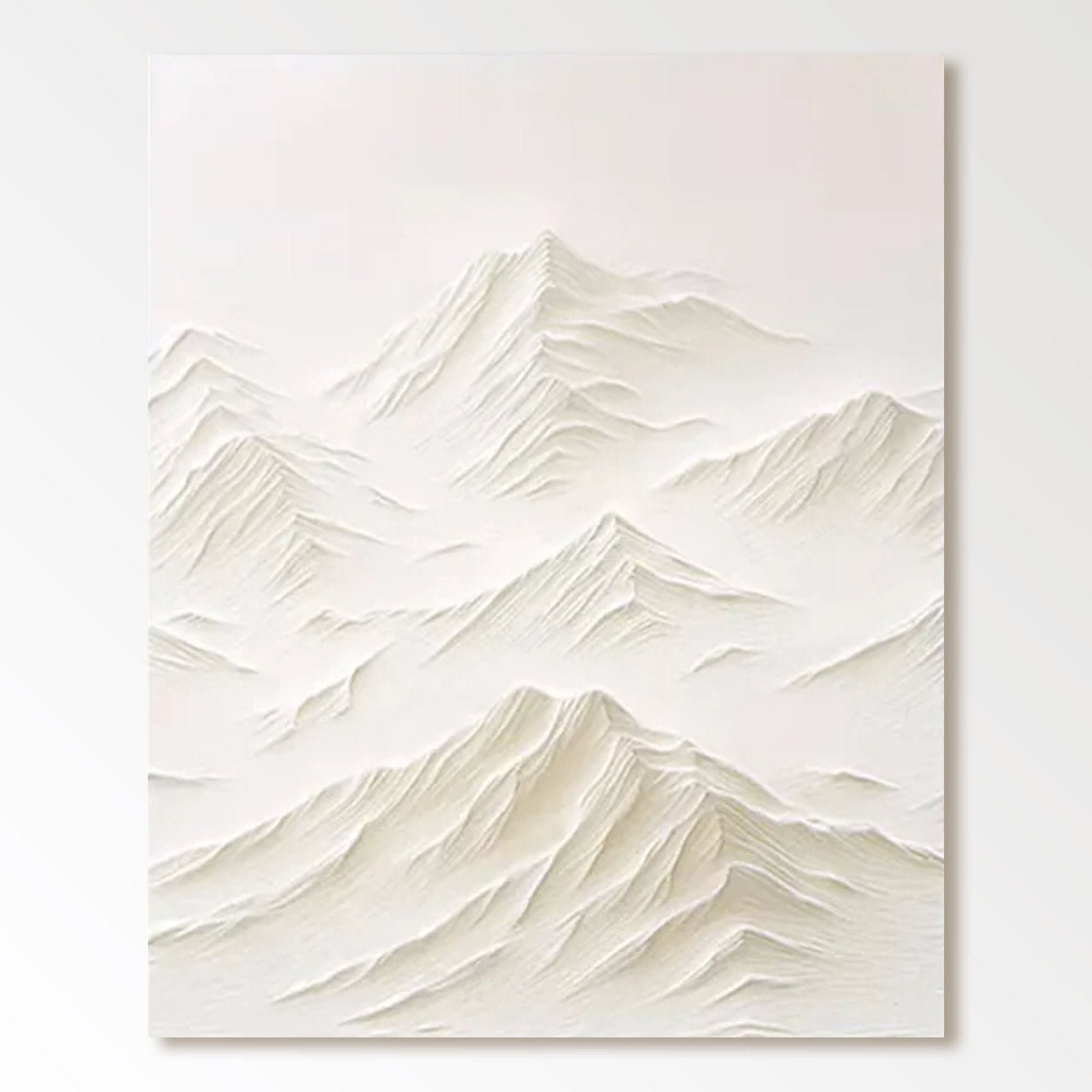 Large Vertical White Textured Plaster Mountain Morden Wall Art Painting ...