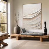 Thick Textured Plaster Oil Painting Large Abstract Beige Acrylic ...