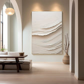 Thick Textured Plaster Oil Painting Large Abstract Beige Acrylic ...