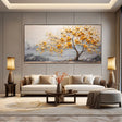 Large Textured Golden Tree Acrylic Plaster Over the Bed Wall Art on ...