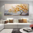 Large Textured Golden Tree Acrylic Plaster Over the Bed Wall Art on ...