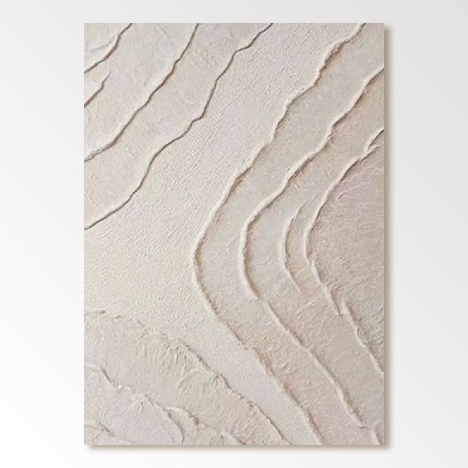 Large Minimalist Beige Textured Plaster Canvas Painting