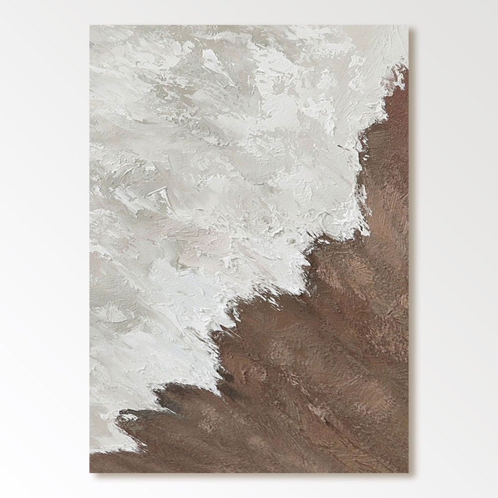 Large Minimalist Earthy Tone Textured Plaster Canvas Painting
